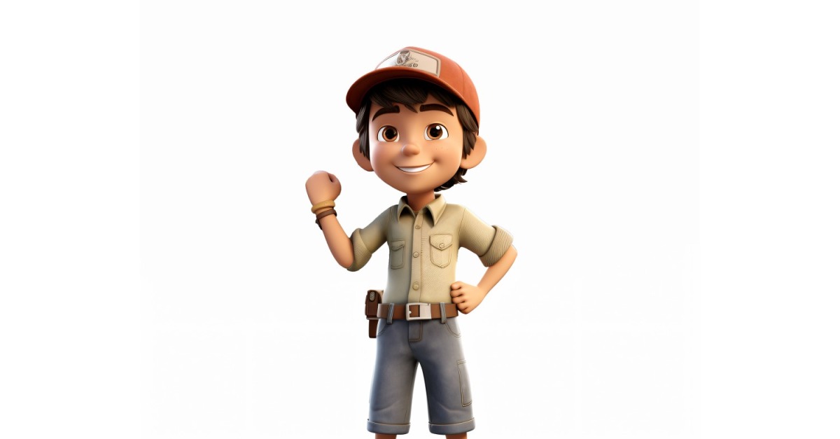 D Character Child Boy Engineer with relevant environment 2