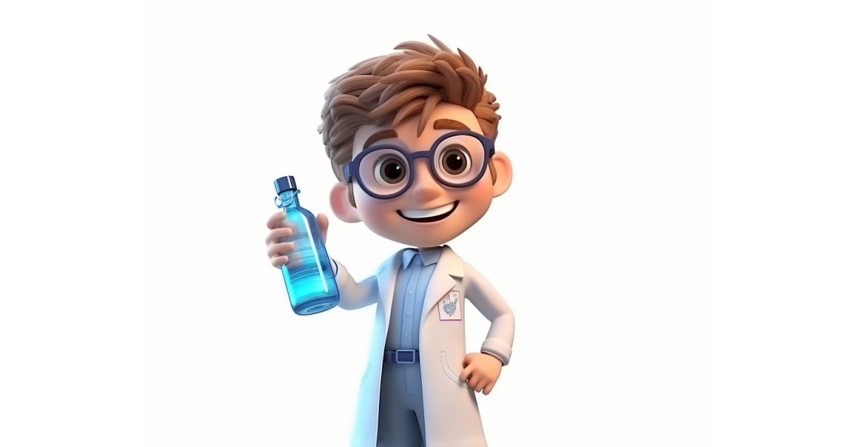 3D Character Child Boy Scientist with relevant environment 4