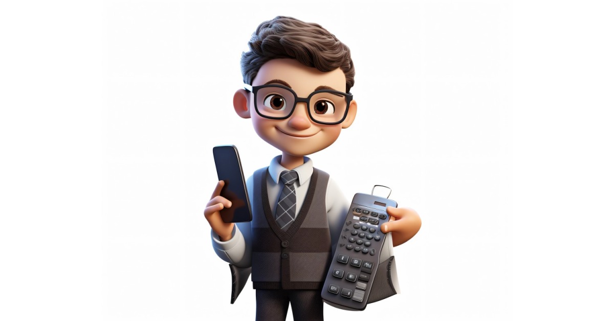 3D Character Child Boy Accountant with relevant environment 4