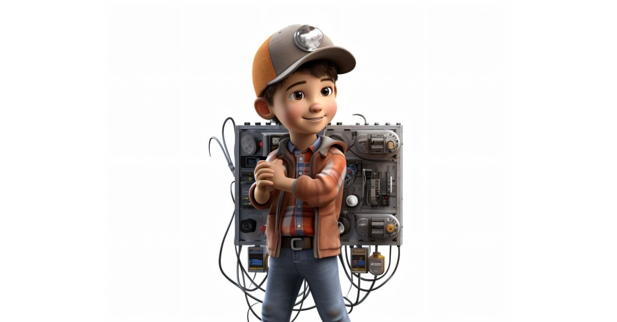 3D pixar Character Child Boy with relevant environment 1