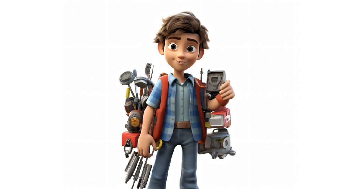 3D pixar Character Child Boy with relevant environment 3