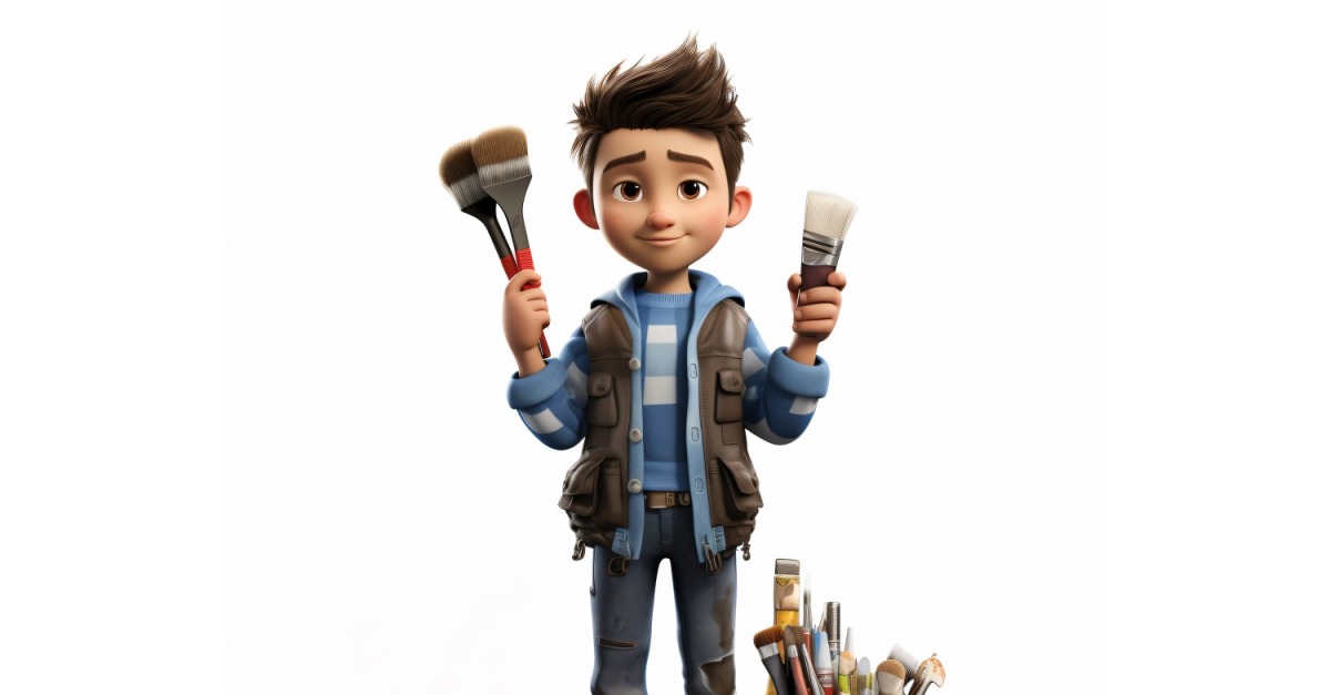 3D pixar Character Child Boy with relevant environment 41