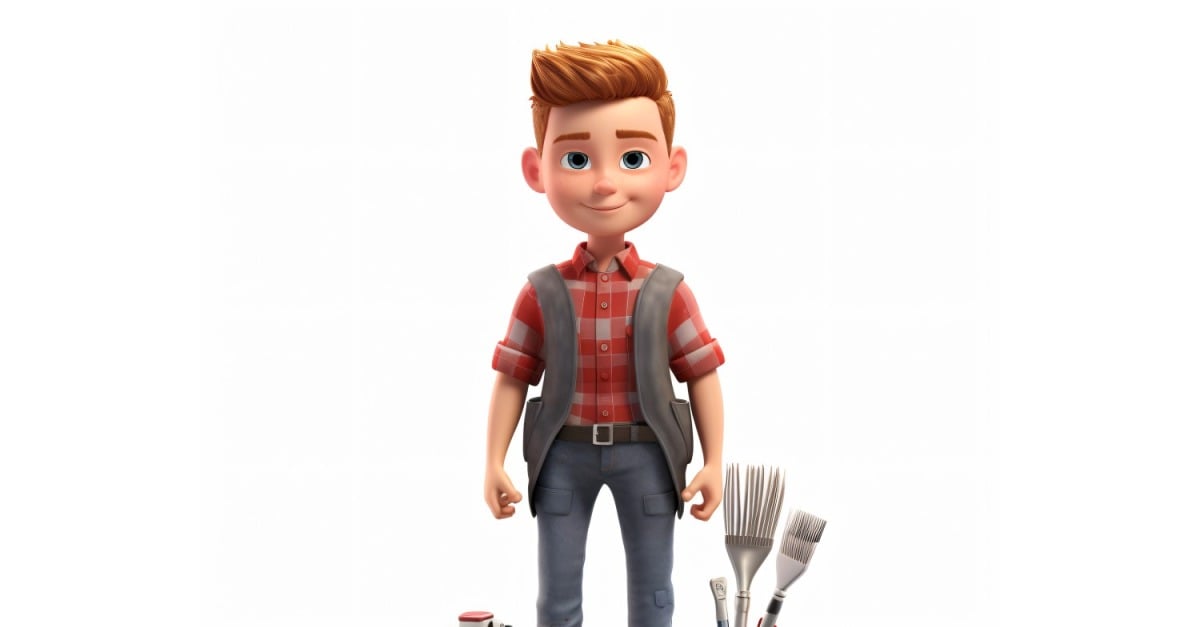 3D pixar Character Child Boy with relevant environment 52