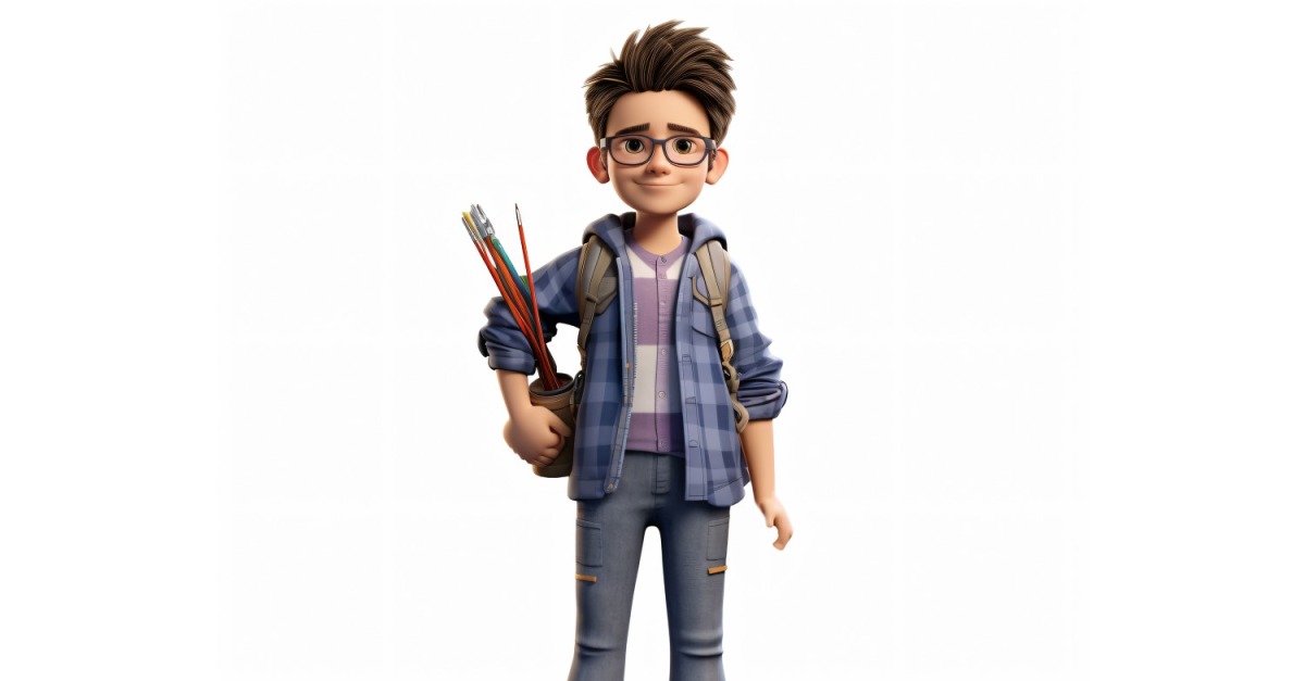 3D pixar Character Child Boy with relevant environment 70
