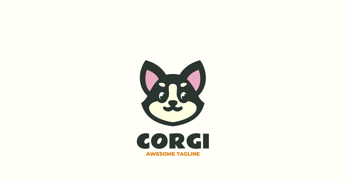 Corgi Köpek Maskot Karikatür Logosu 2 - TemplateMonster