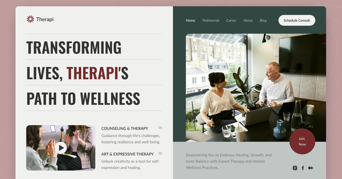 Therapi - Therapy & Wellness Hero Section Figma Template