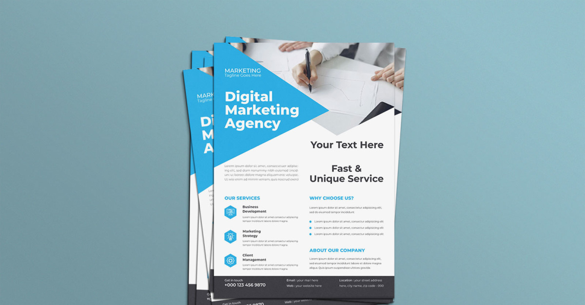 Business Marketing Flyer Template With Photo Vector Layout