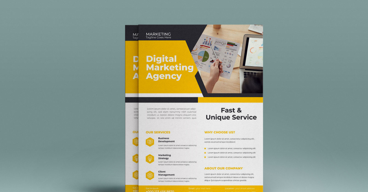 Digital Marketing Agency Bold Marketing Campaign Flyer Vector Layout