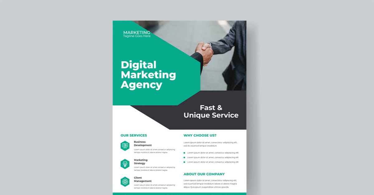 Digital Marketing Agency Business Merger Announcement Flyer Vector Layout