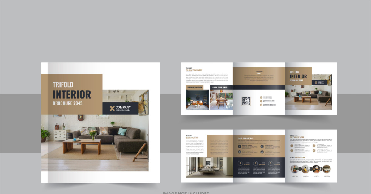 Interior square trifold, Interior magazine or interior portfolio design