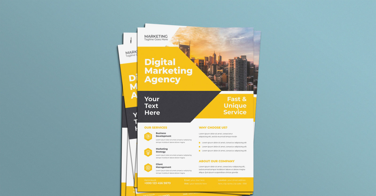 Plantillas de diseño vectorial de folletos de soluciones de ...