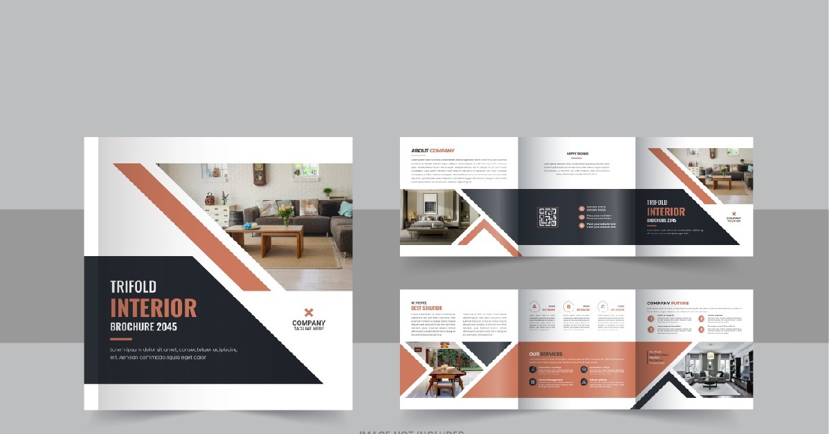 Interior square trifold, Interior magazine or interior portfolio design ...