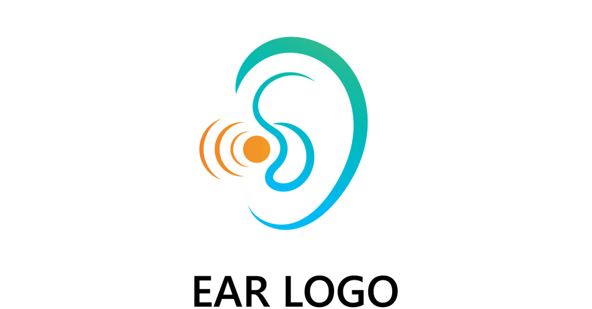 Oreille, logo auditif icône création vectorielle V1