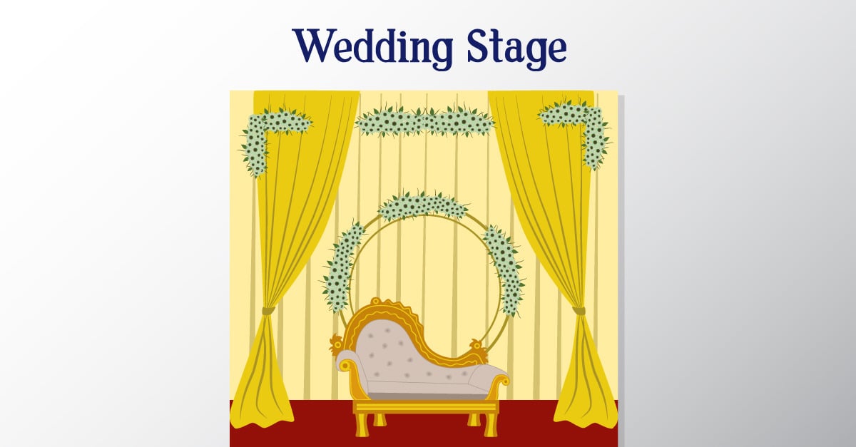Wedding Marriage stage setup Decoration Illustration Template