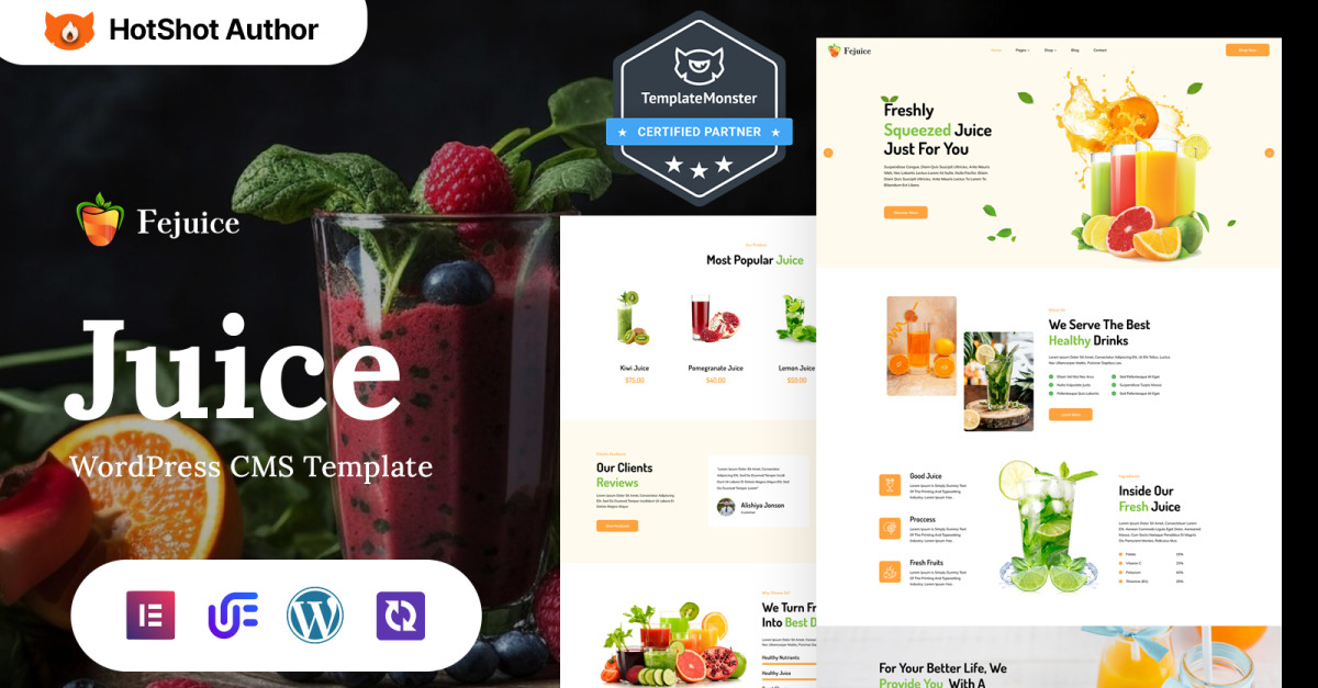 Fejuice - Suco de frutas e líquido WordPress Elementor Theme
