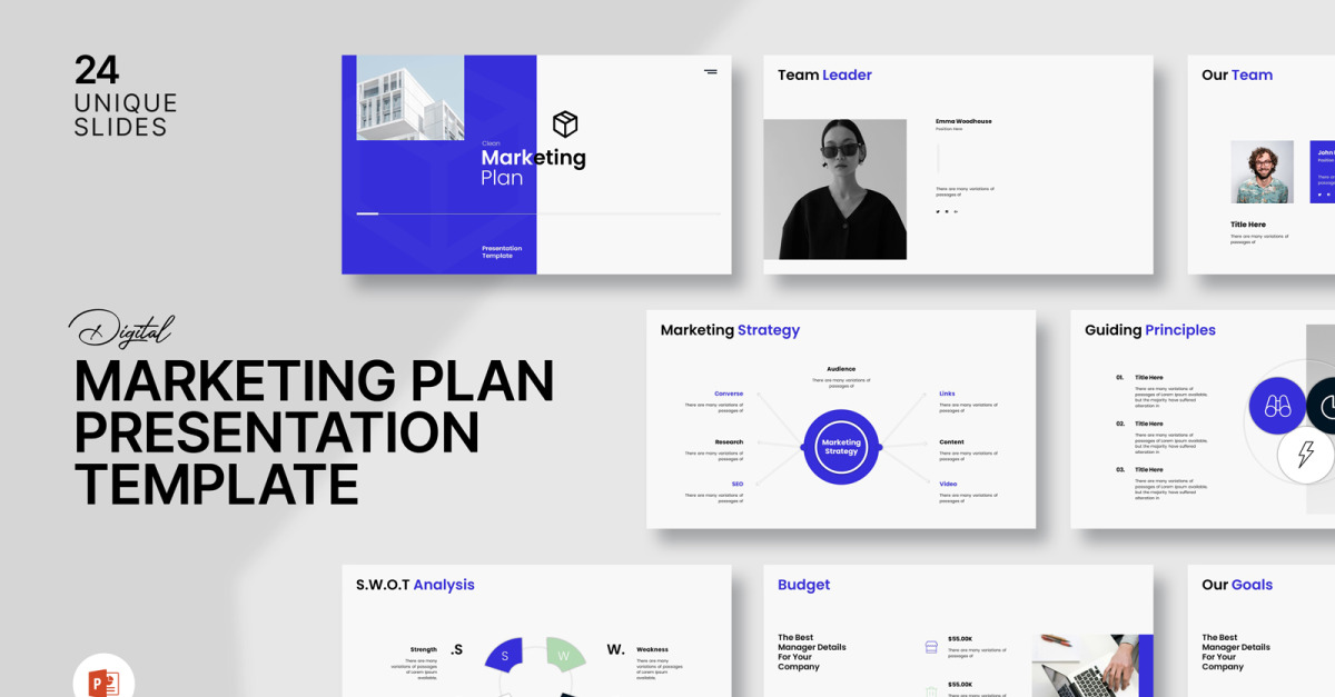 Marketingplan PowerPoint-Vorlagendesign - TemplateMonster