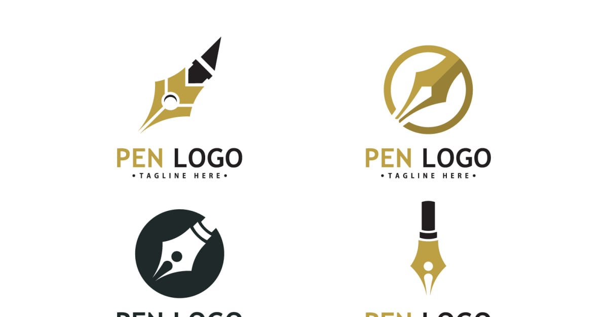 Modèle d'icône de logo de stylo. Identité du rédacteur de l'entreprise V0
