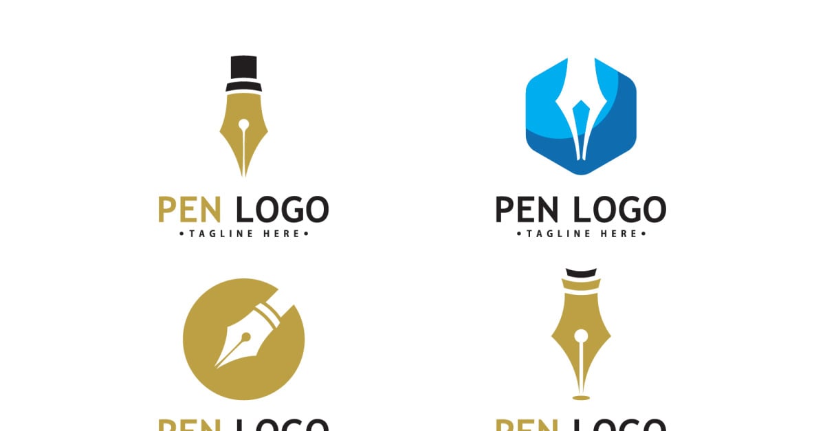 Modèle d'icône de logo de stylo. Identité du rédacteur de l'entreprise V9