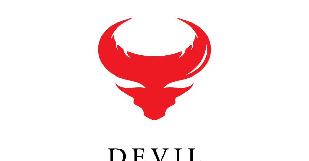 Modelo de ícone de vetor de logotipo Red Devil V 8
