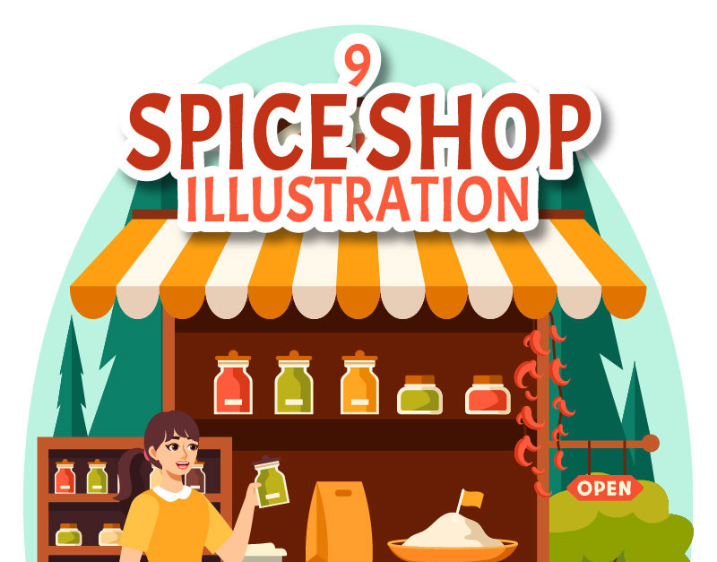 9 Spice Shop and Seasoning Illustration - TemplateMonster
