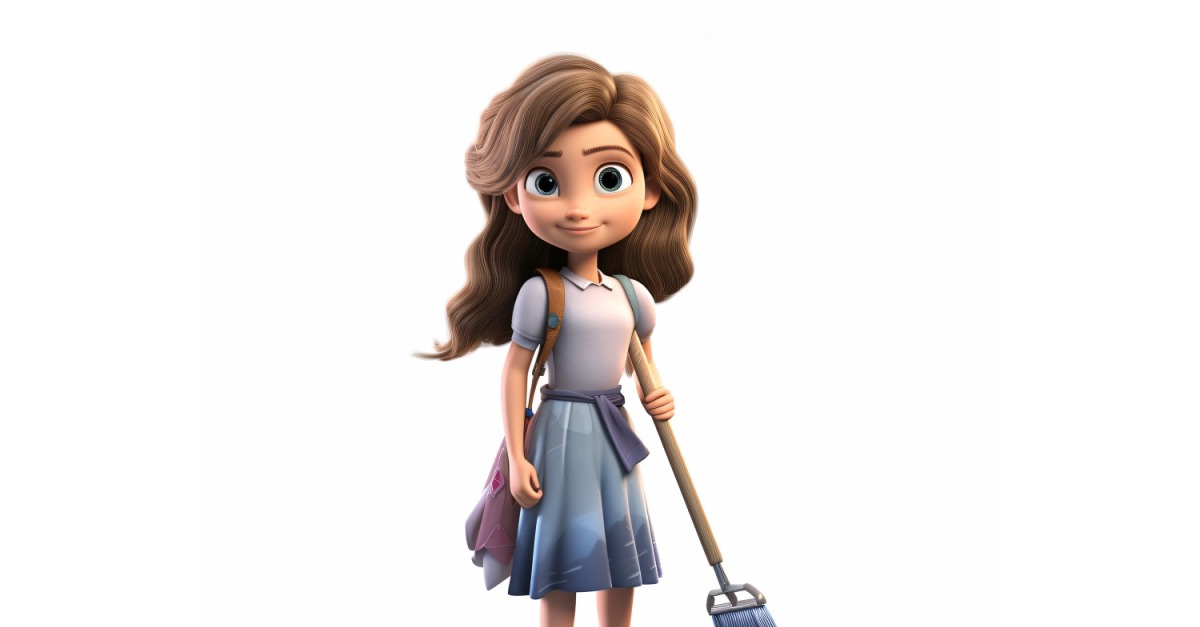 3D pixar Character Child Girl with relevant environment 28