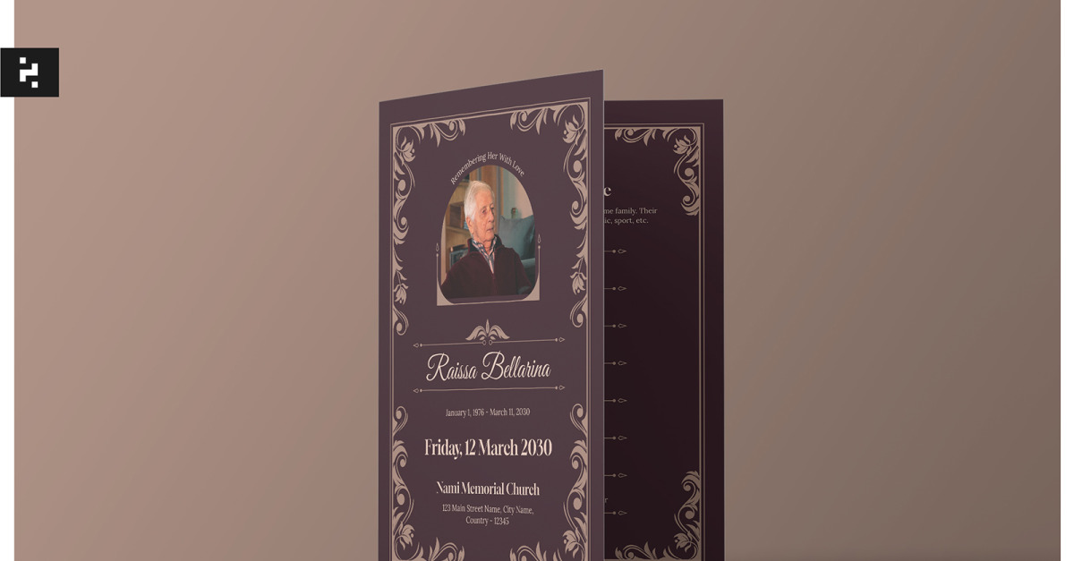 Brown Classic Funeral Program #417954 - TemplateMonster