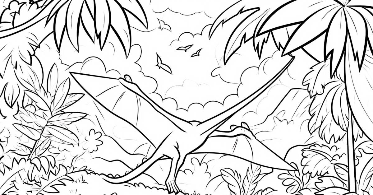 Pteranodon Dinosaur Colouring Pages 1 - TemplateMonster