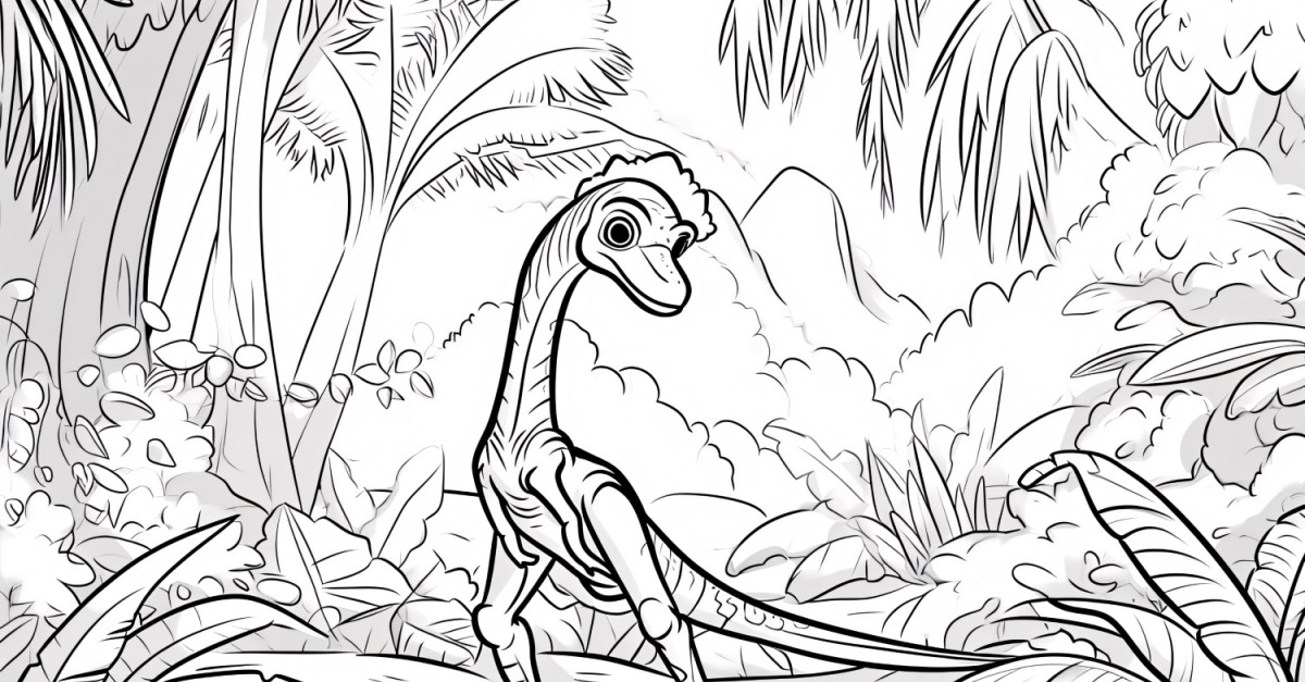 Compsognathus Dinosaur Colouring Pages 2 - TemplateMonster