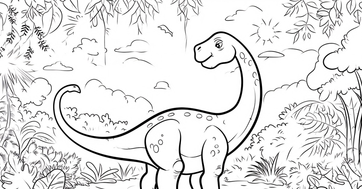 Diplodocus Dinosaur Colouring Pages 1 - TemplateMonster
