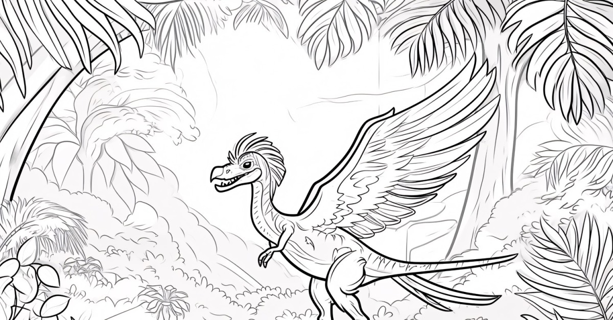 Microraptor Dinosaur Colouring Pages 2 - TemplateMonster