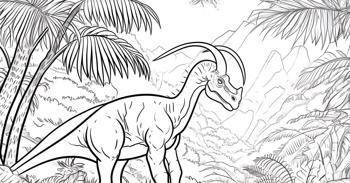 Parasaurolophus Dinosaur Colouring Pages 4 - TemplateMonster