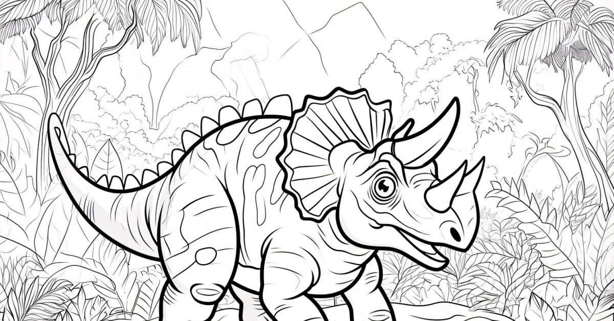 Torosaurus Dinosaur Colouring Pages 1 - TemplateMonster