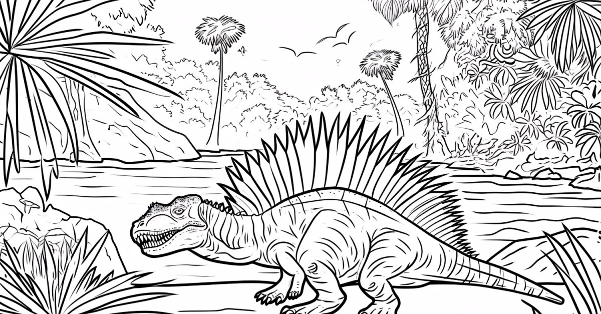 Dimetrodon Dinosaur Colouring Pages 1 - TemplateMonster