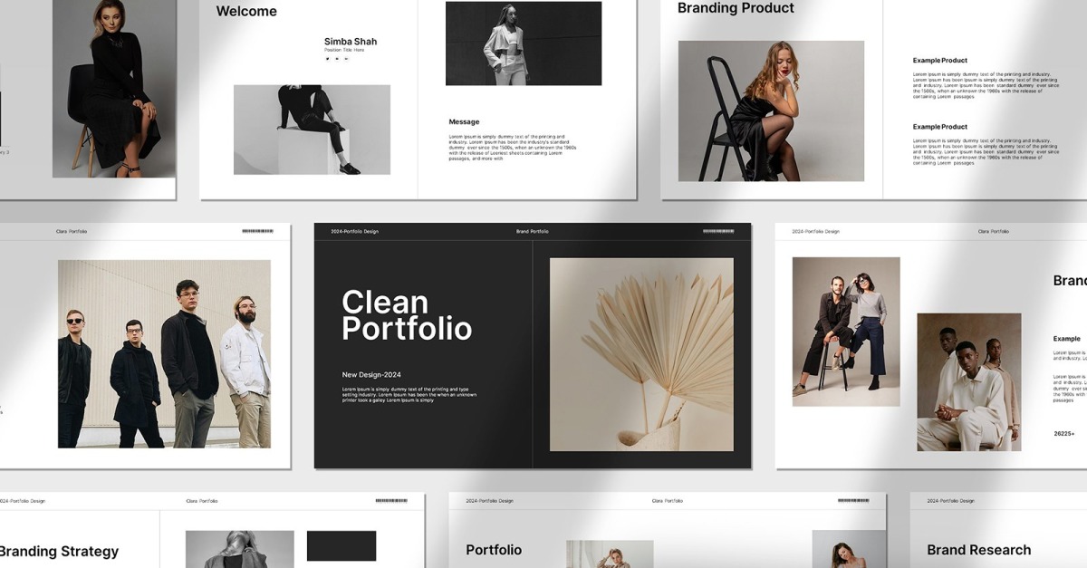 Čisté Portfolio Rozložení šablony prezentace PowerPoint