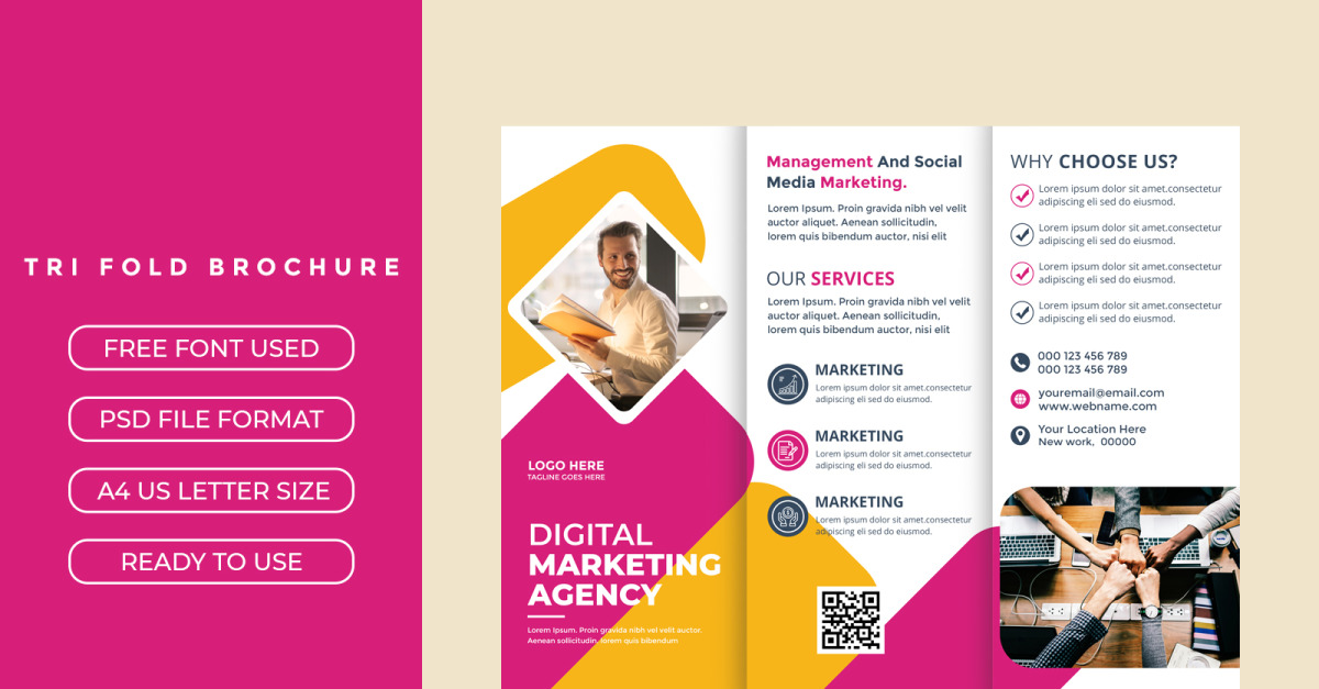 Folleto tríptico creativo y profesional. - TemplateMonster