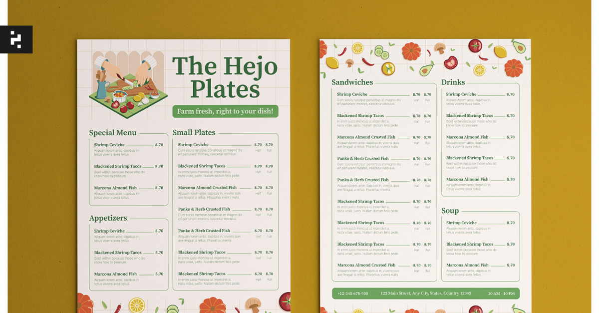 Farm to Table Restaurant Menu #418410 - TemplateMonster