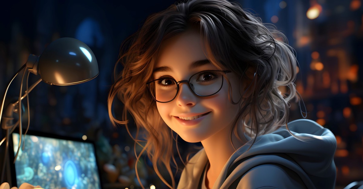 3D Character Girl Software_Developer relevant environment 2