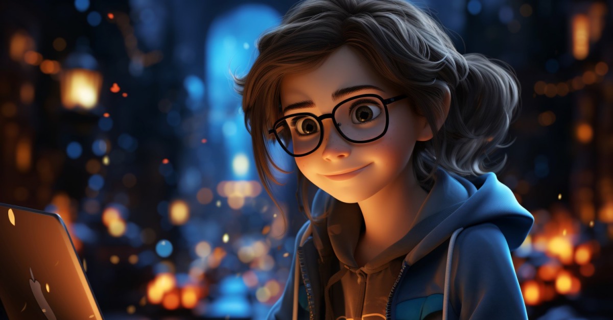3D Character Girl Web_Developer with relevant environment 3