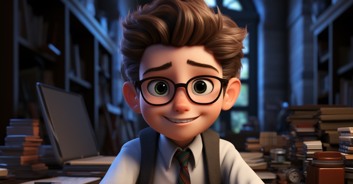 3D Character Child Boy Accountant with relevant environment 1