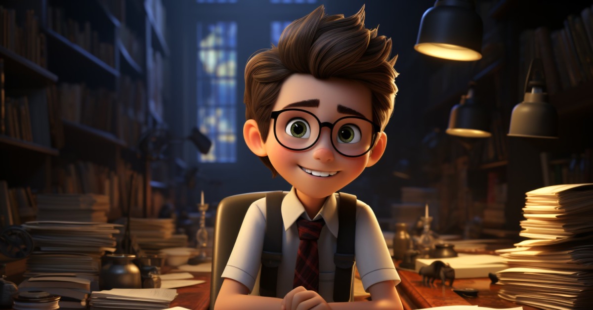 3D Character Child Boy Accountant with relevant environment 2