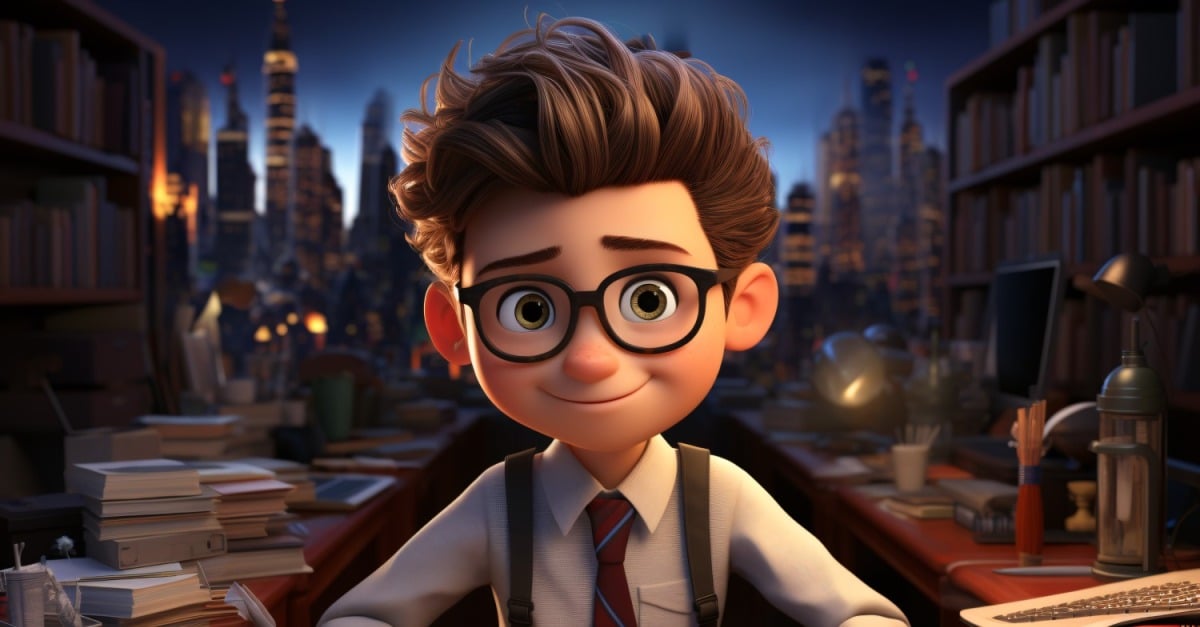 3D Character Child Boy Accountant with relevant environment 4.