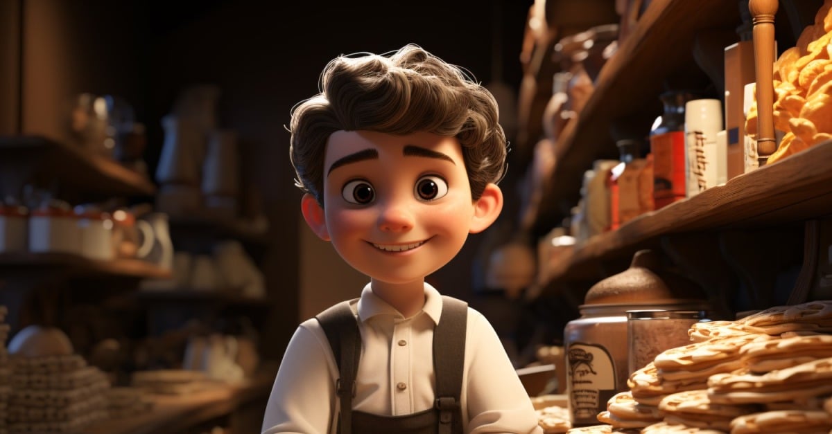 3D Character Child Boy Bakeman with relevant environment 4