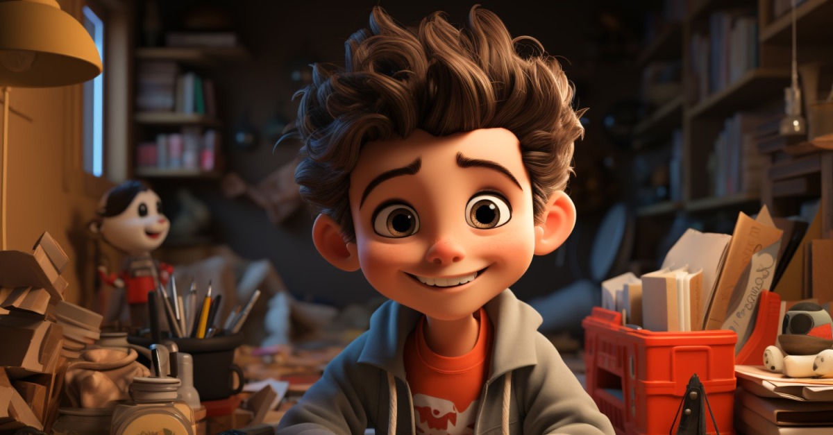 3D Character Child Boy Childcare with relevant environment 2