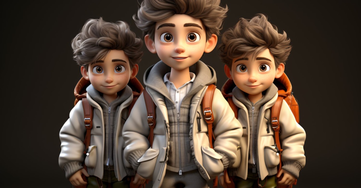 3D Character Child Boy fashion artist with relevant environment 4