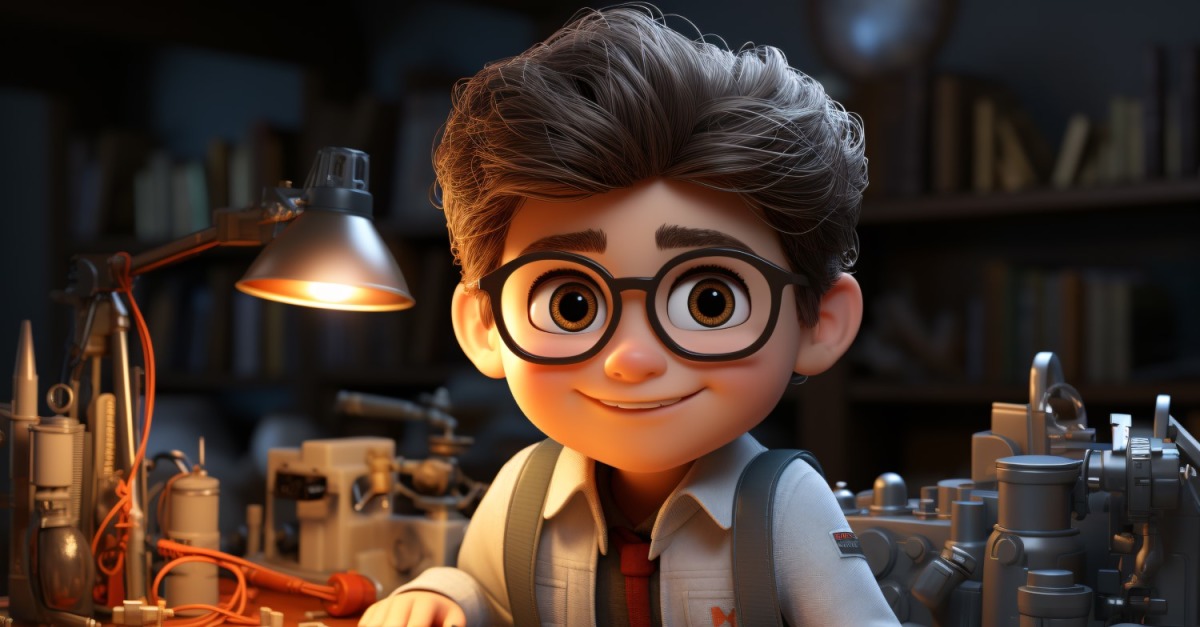 3D Pixar Character Boy Environmental Scientist 3