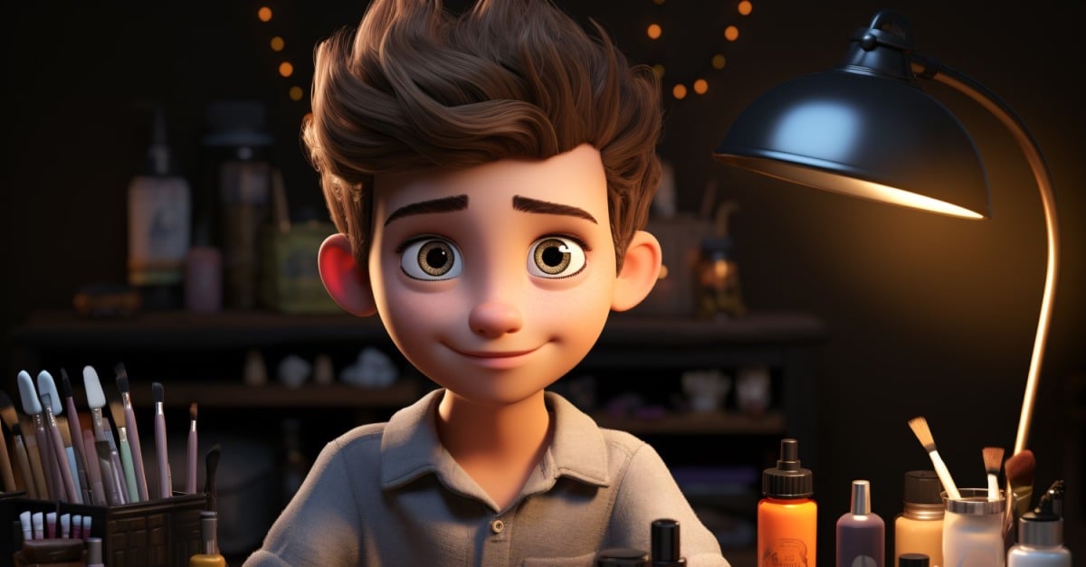 3D Character Boy Makeup_Artist with relevant environment 4