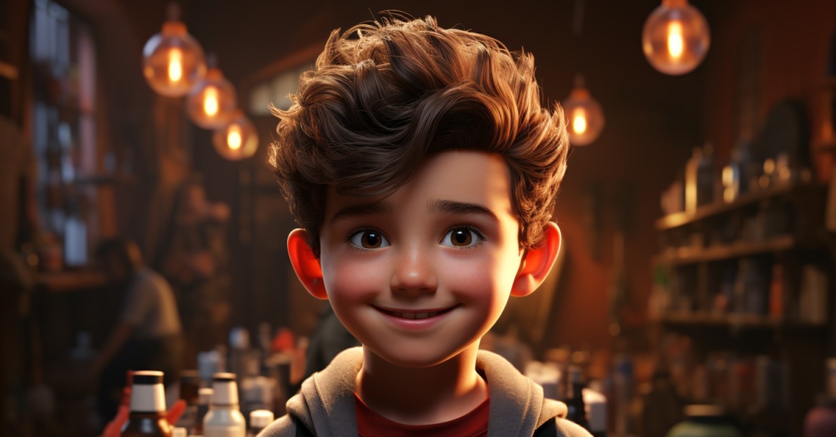 3D Character Child Boy Hairdresser with relevant environment 1