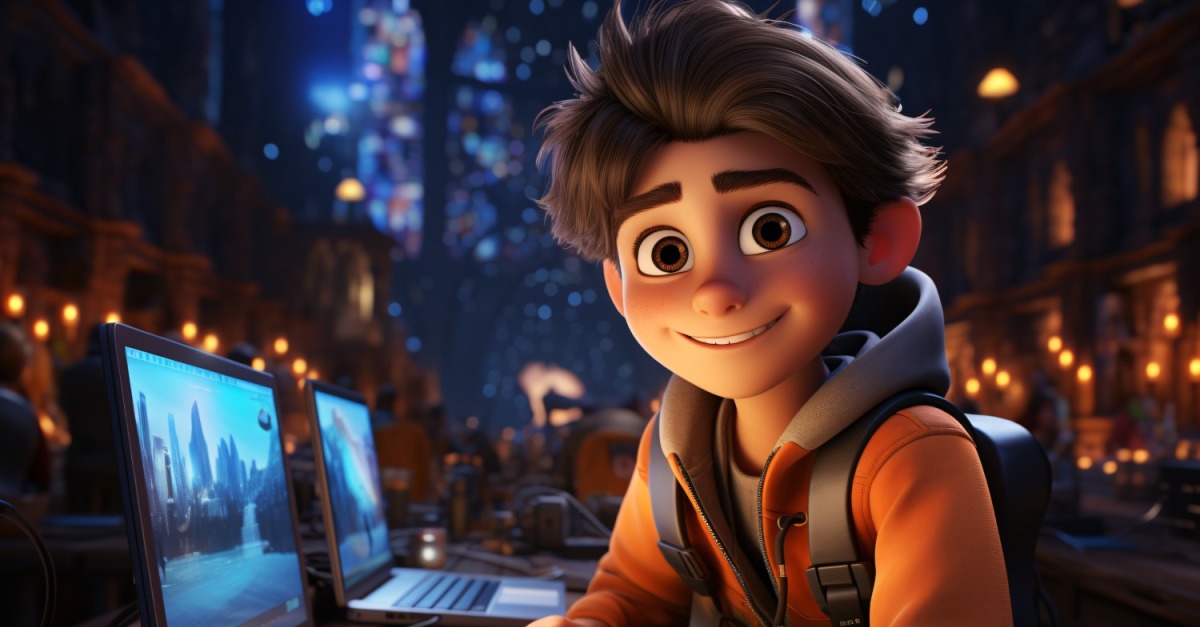 3D Character Child Boy it_support with relevant environment 4