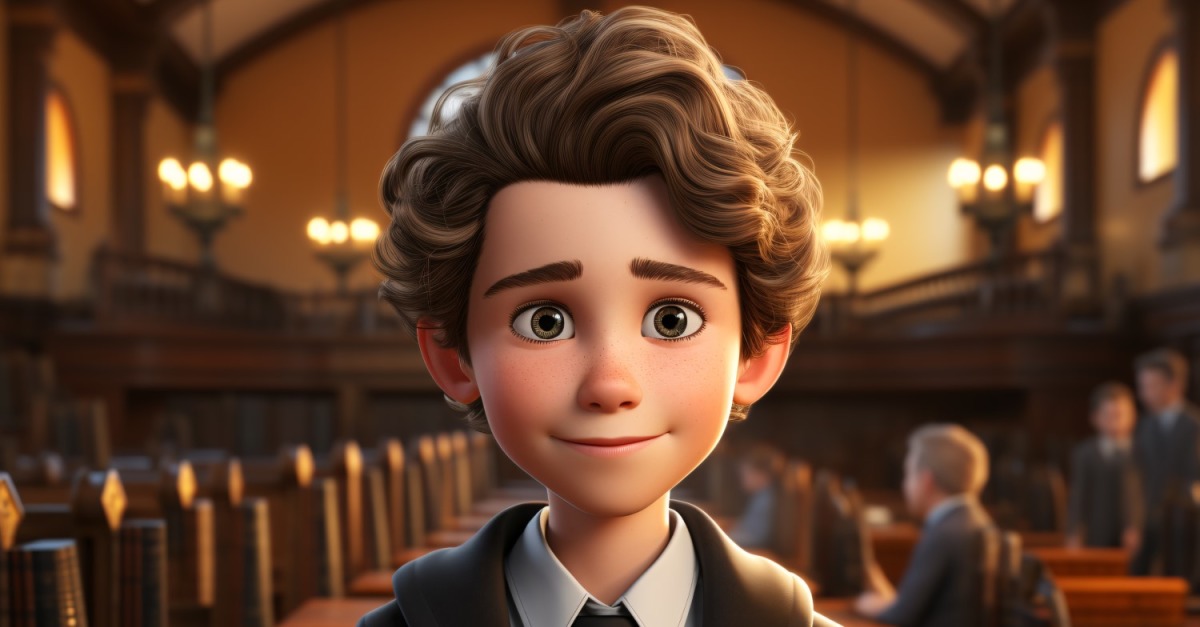 3D Character Child Boy Judge with relevant environment 3