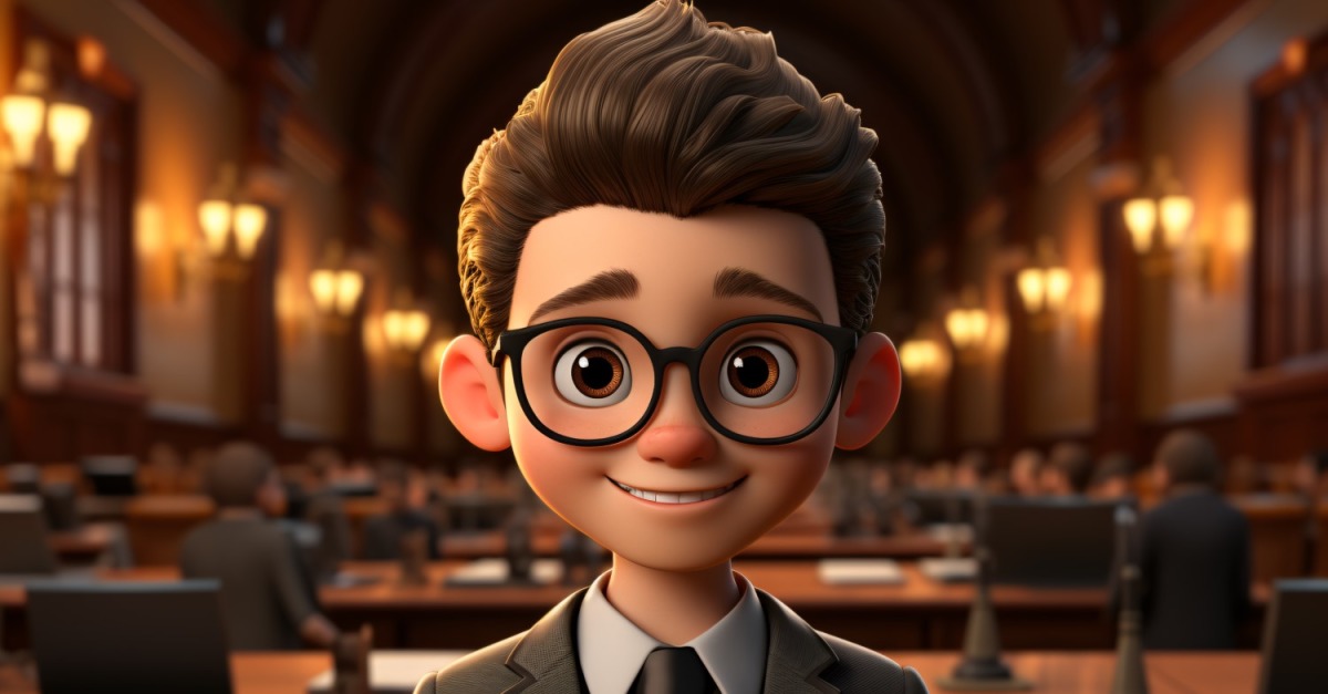 3D Character Child Boy Judge with relevant environment 4